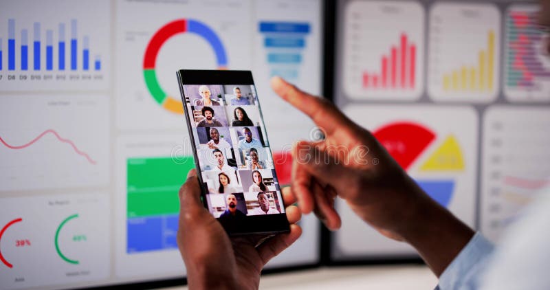 Remote Conference Webinar and KPI Dashboard Chart Stock Photo - Image ...