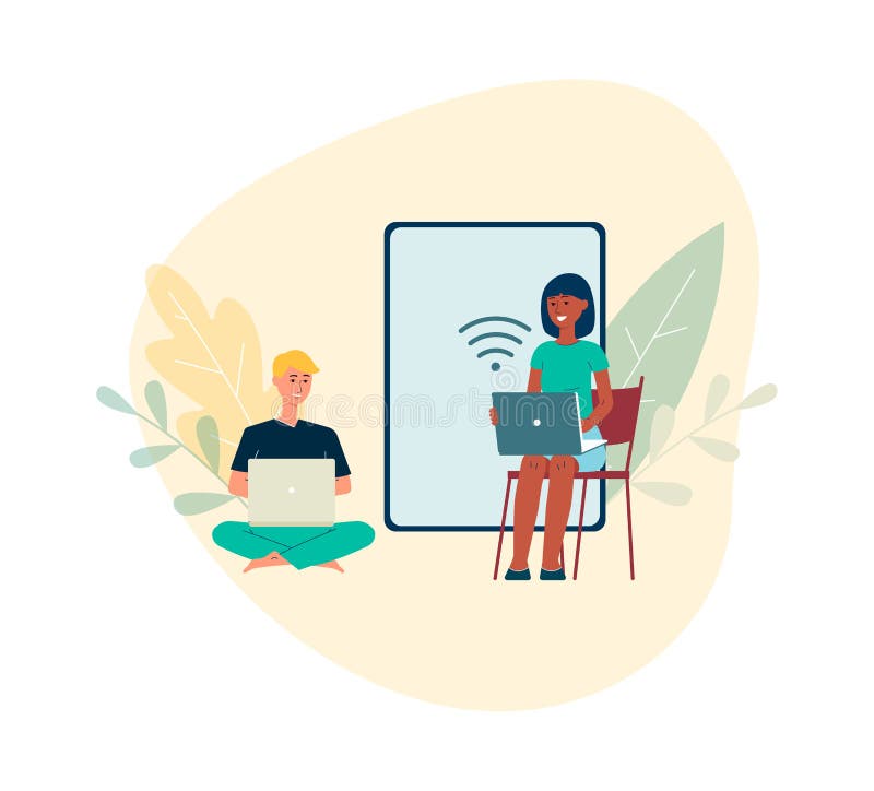 Remote Connected Devices With Wi-fi Technology, Flat Cartoon Vector ...