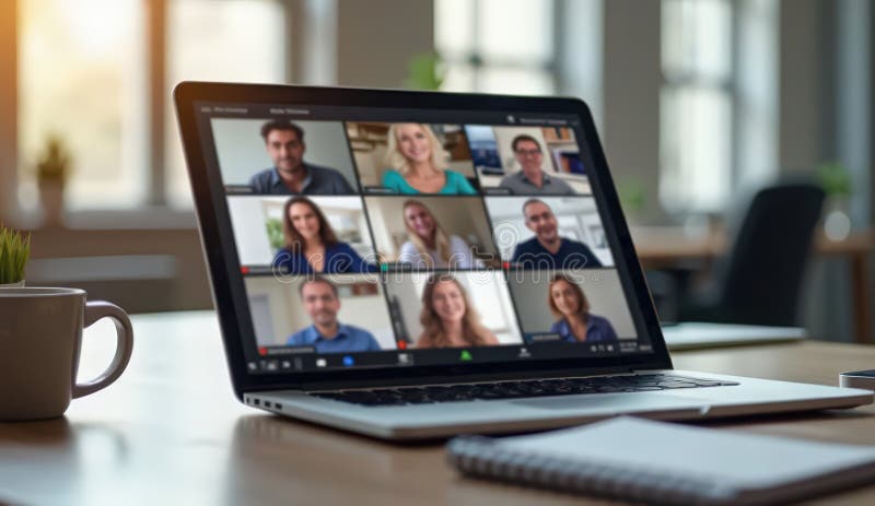 Remote Connection: Video Conference in Progress Stock Illustration ...