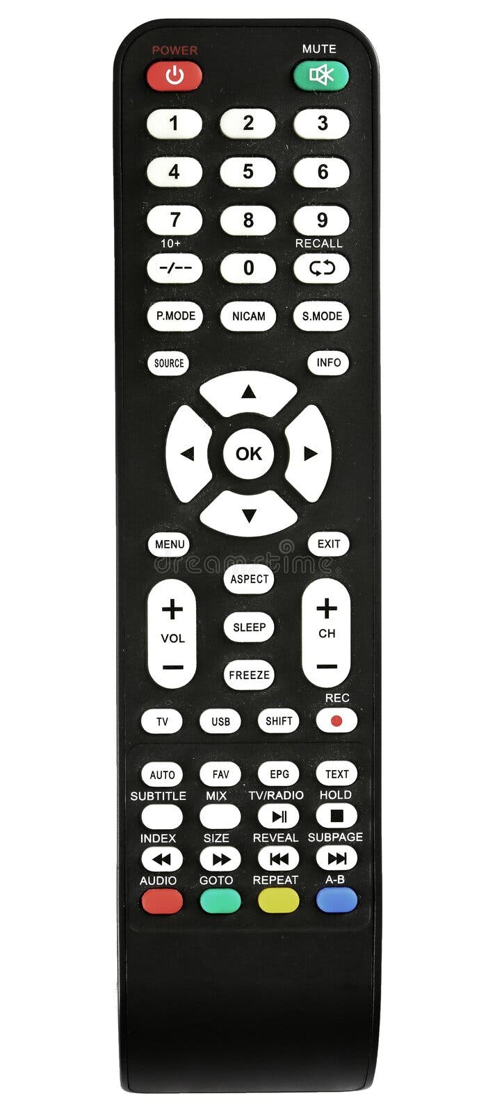 Black Tv Remote Control Front View Isolated White Stock Photos - Free ...