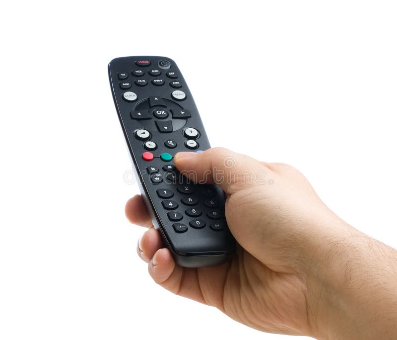 Hand Remote Controller Pointing at Internet or on Demand Tv Display ...