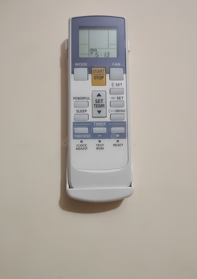 Remote Control of Air Condition Control Hang on the Wall Stock Photo ...
