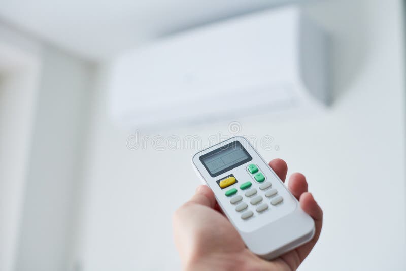 Remote Control for Air Conditioner in Hand Stock Image - Image of ...