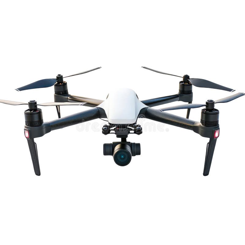Remote Control Air Drone Flying with Action Camera Isolated on ...