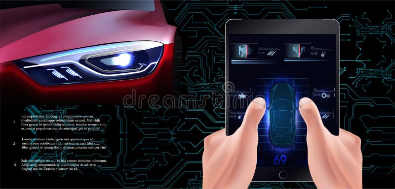 Remote Control of the Car. Driving Via the Tablet. New Technologies of ...