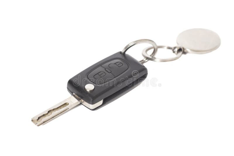 Remote Control Car Key with Metal Keyring on White Stock Photo - Image ...