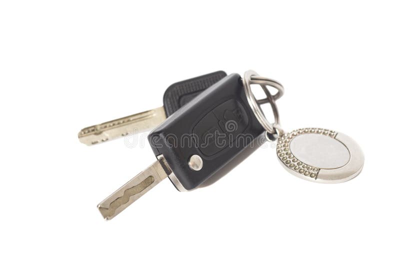 Remote Control Cars Key with Metal Keyring on White Bac Stock Image ...