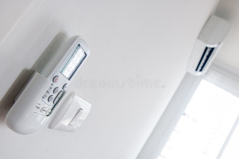 Remote Control Close Up with Air Conditioner Stock Image - Image of ...