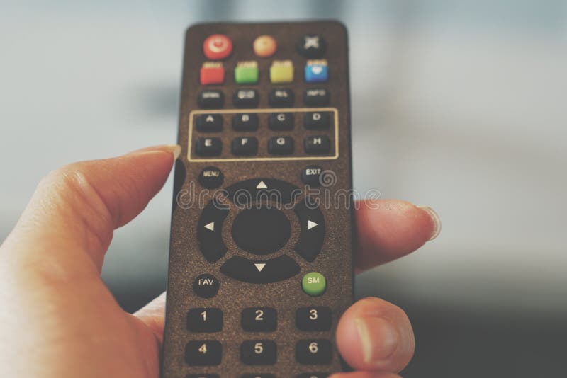 Remote Control in the Hand with Empty Middle Button Stock Image - Image ...