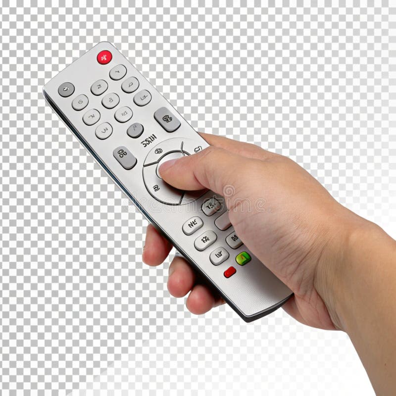 Remote Control in Hand on Transparent Background on White Background ...
