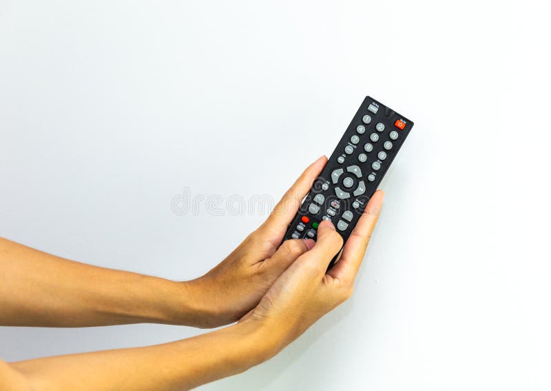 Remote Control Hold Up on White Background Stock Photo - Image of ...