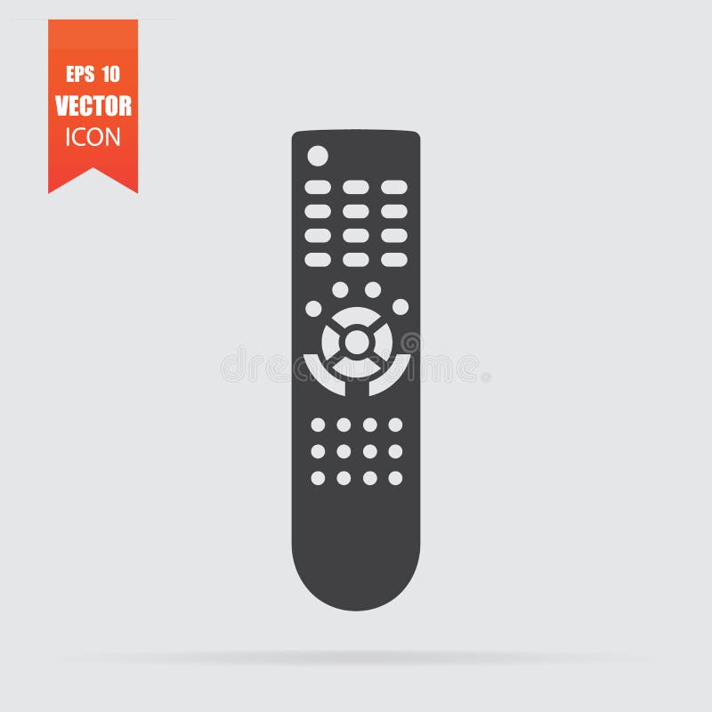 Remote Control Icon in Flat Style Isolated on Grey Background Stock ...