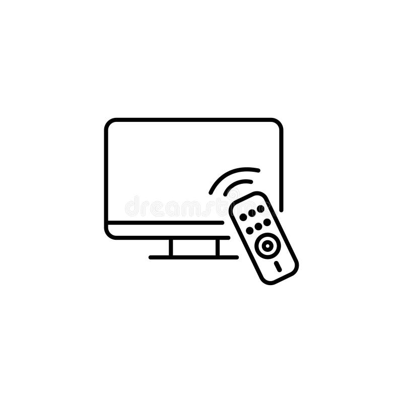 TV and Remote Icon. Line Style for Web Template and App. Television ...