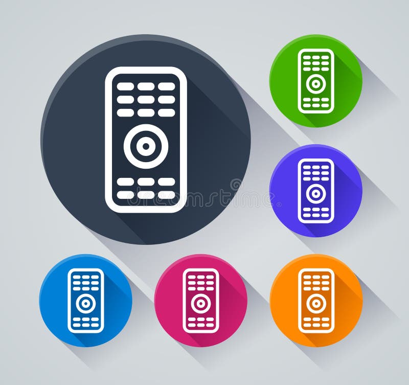 Remote Control Icons with Shadow Stock Vector - Illustration of pink ...