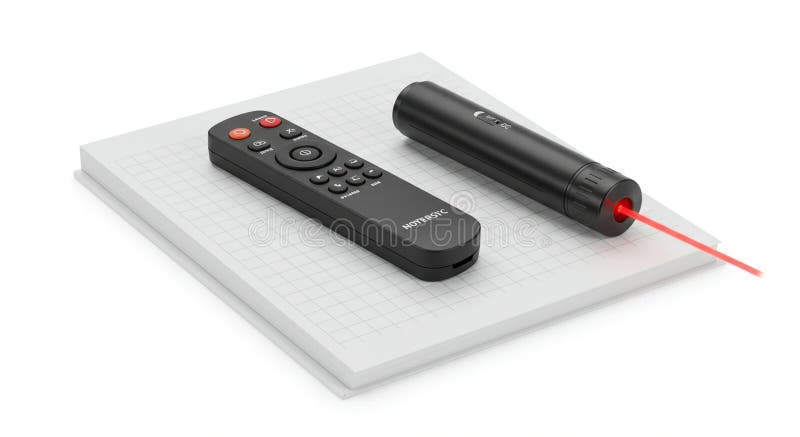 Remote Control and Laser Pointer on a Graph Paper Pad. the Remote is ...