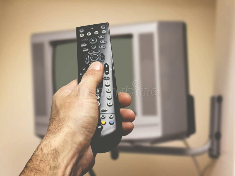 Remote Control in Mans Hand Stock Photo - Image of control, finger ...