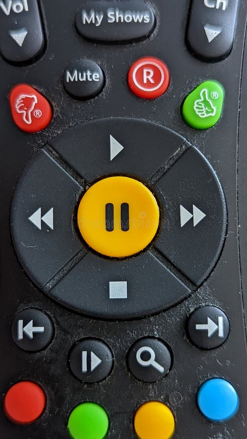 Remote Control Pad Yellow Pause Button Stock Photo - Image of domestic ...