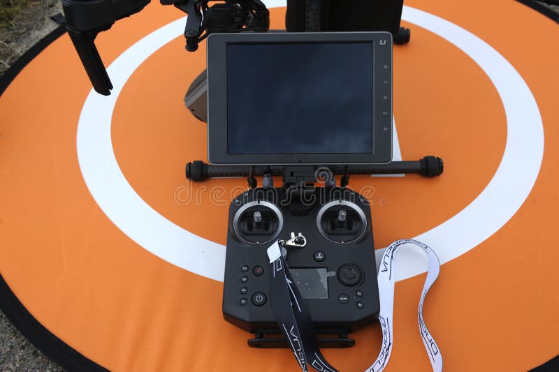 Remote Control Panel with Monitor for a Pro Quadcopter Placed on the ...