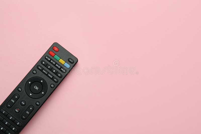 Remote Control on Pink Background, Top View. Space for Text Stock Image ...
