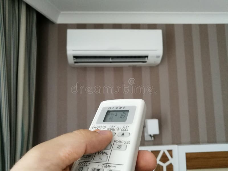 Remote Control Pointing at Air Conditioner Stock Photo - Image of ...