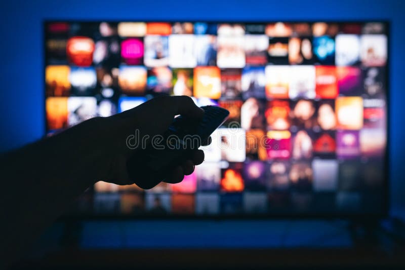 Remote Control Pointing at a TV Stock Image - Image of internet ...