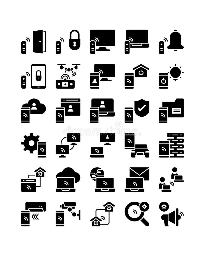 Remote Control Solid Icon Set Stock Vector - Illustration of person, glyph: 398314787