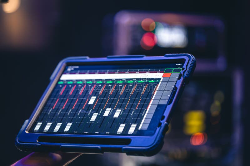 Remote Control and Sound Settings from the Tablet. Stock Photo - Image ...