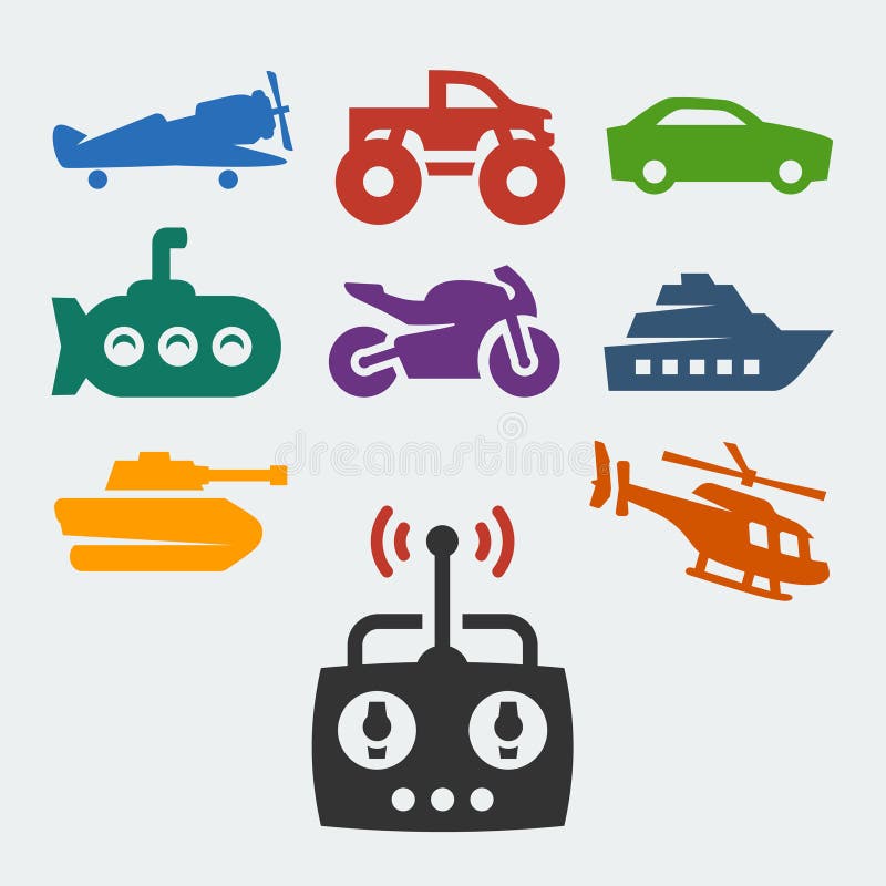 Remote Control Toys Icons Set Stock Vector - Illustration of toys, icon ...