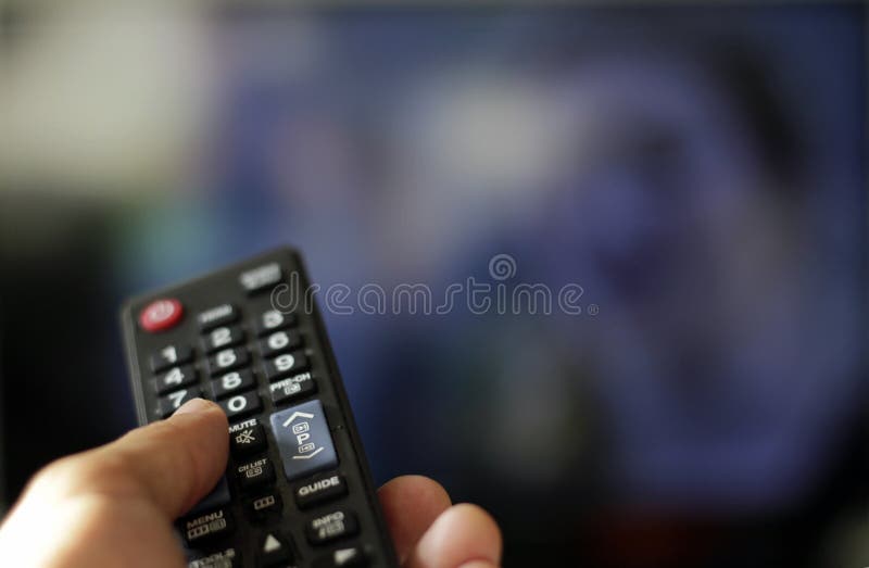 Remote Control and TV Screen Stock Photo - Image of thumb, display ...