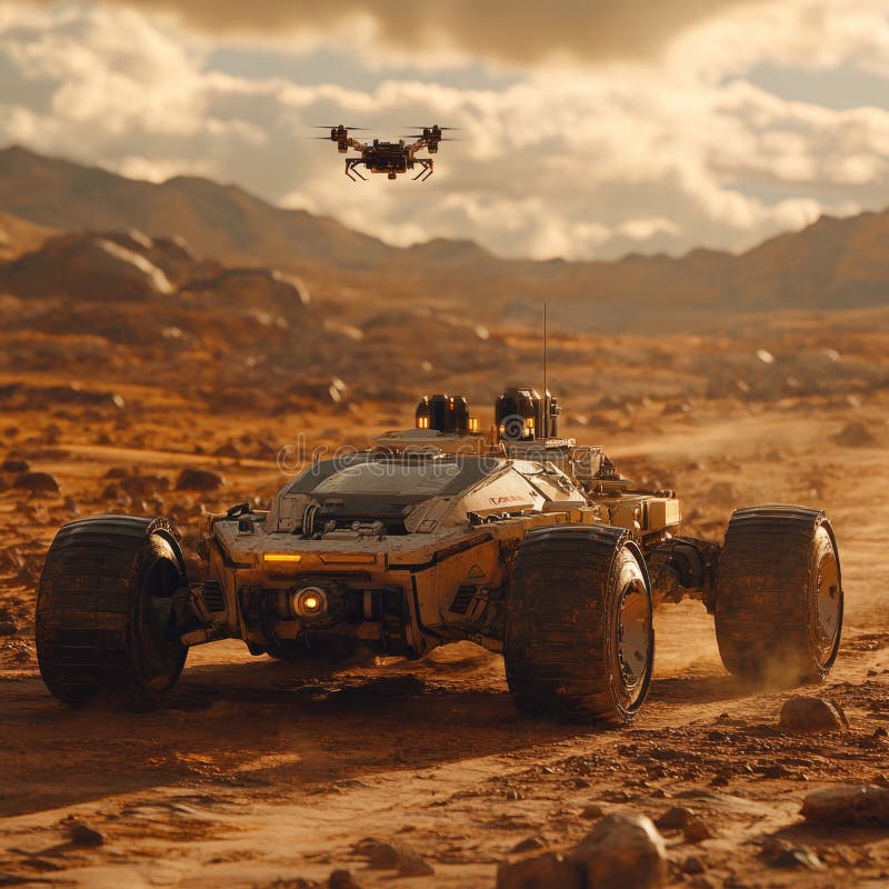 A Remote Control Vehicle Driving on Sand in a Desert Landscape Stock ...