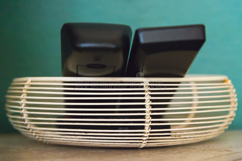 Remote Control on Vintage Basket Stock Photo - Image of entertainment ...