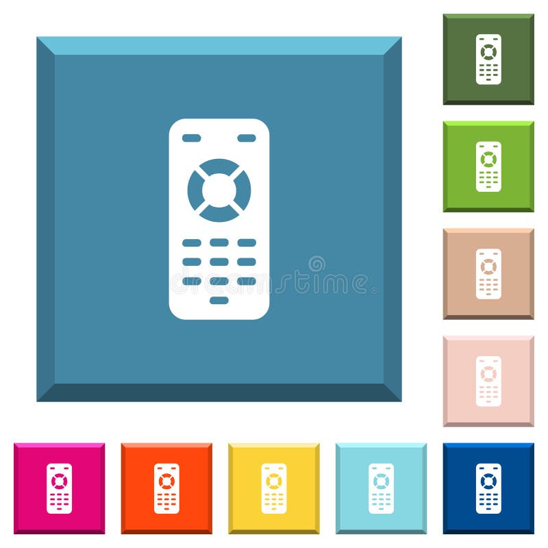 Remote Control White Icons on Edged Square Buttons Stock Vector ...