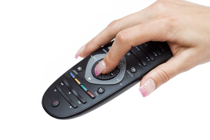 Remote Control and Woman S Hand Stock Photo - Image of channel ...