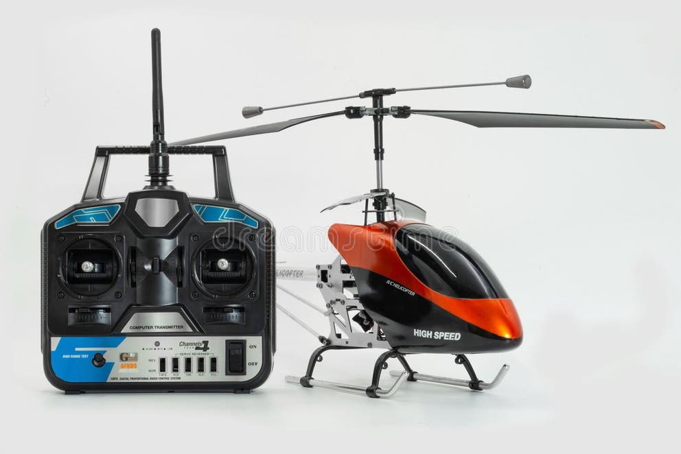 Remote-Controlled Helicopter with Transmitter Stock Image - Image of ...