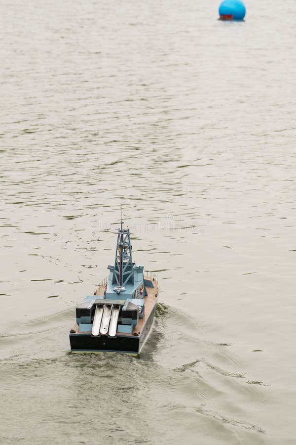 Remote Controlled Model of Military Boat Running Ahead. Editorial Stock ...