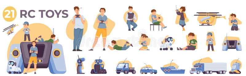 Remote Controlled Toys Set stock illustration. Illustration of emblem ...
