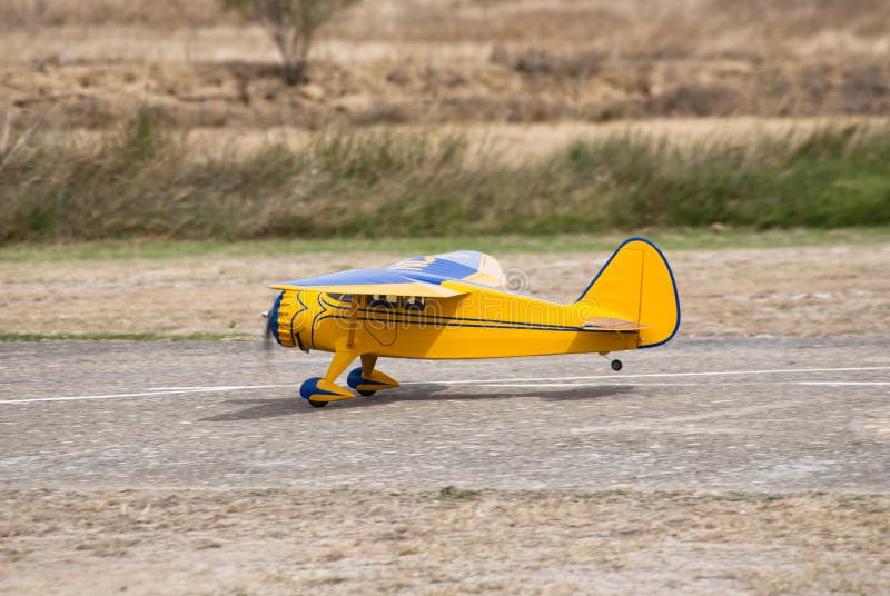Remote Controlled Yellow Airplane Stock Image - Image of craft, remote ...