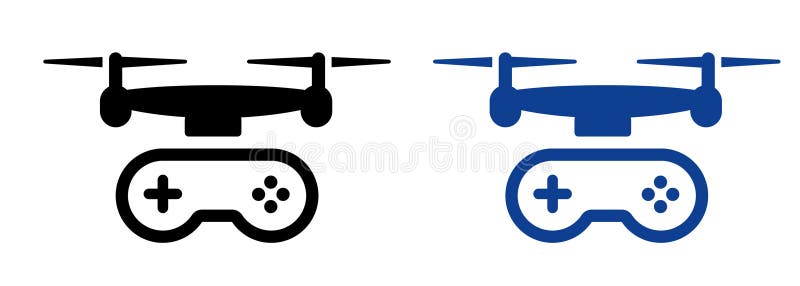 Remote Controller for Drone Icon Set Black and Blue Color Simple ...