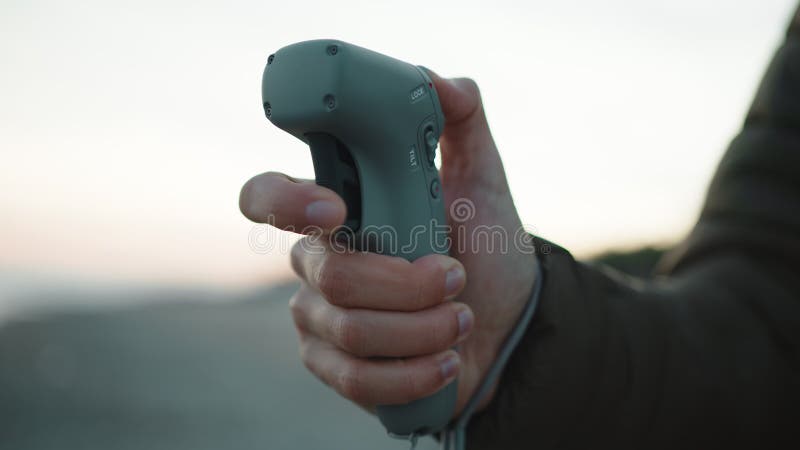 Remote Controller of a Modern Fpv Drone in One Hand Pilot System Stock ...