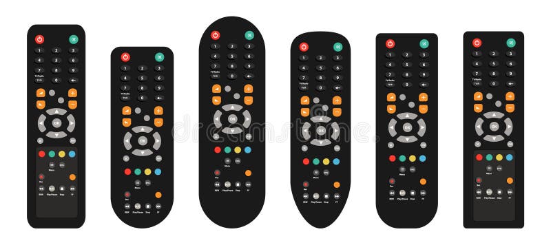 Remote Controller for TV in a Flat Design. Set of TV Remote Controller ...