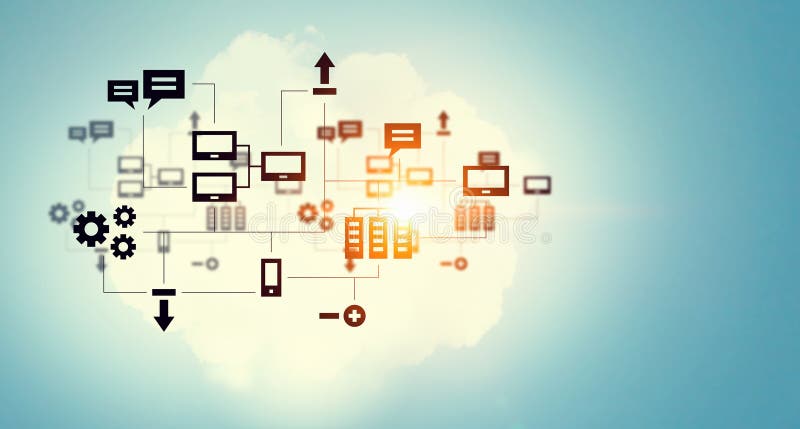 Remote Data Exchange . Mixed Media Stock Image - Image of computer ...