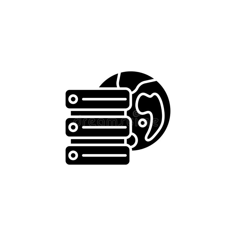 Remote Database Server Black Icon Concept. Remote Database Server Flat ...