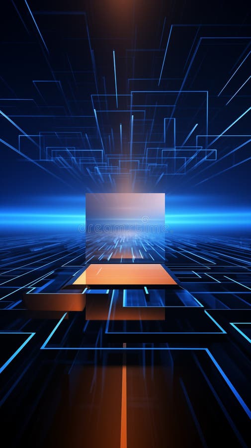 Remote Desktop Computer Concept. Abstract Geometric Background with ...