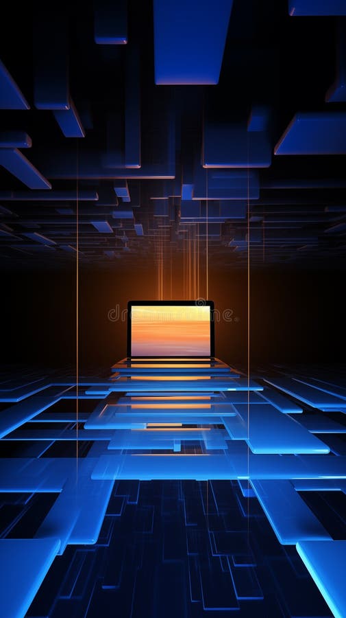 Remote Desktop Computer Concept. Abstract Geometric Background with ...