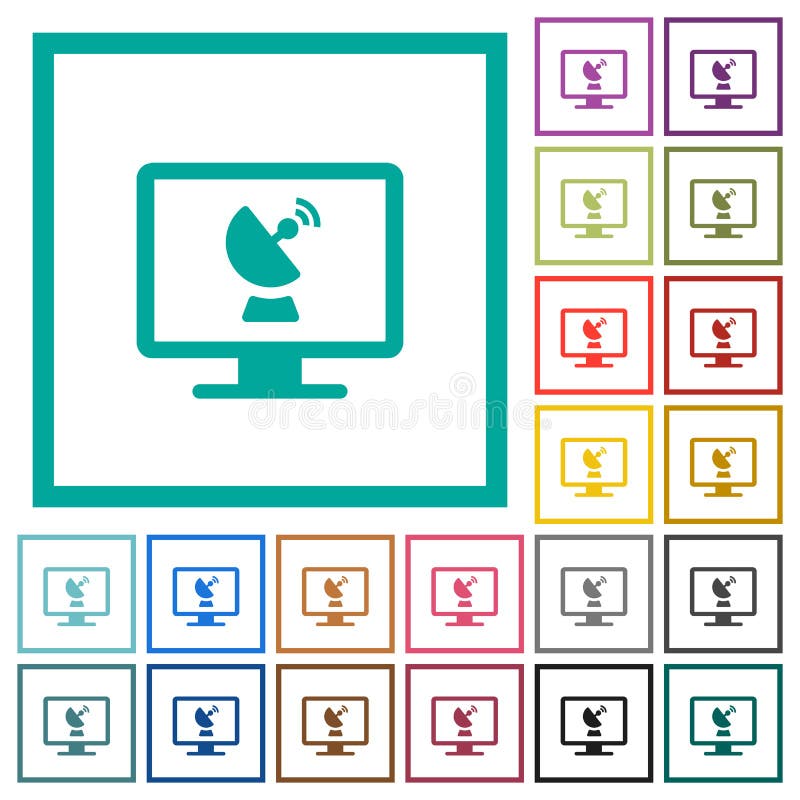 Remote Desktop Flat Color Icons with Quadrant Frames Stock Illustration ...