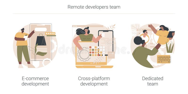 Remote Developers Team Abstract Concept Vector Illustrations. Stock ...