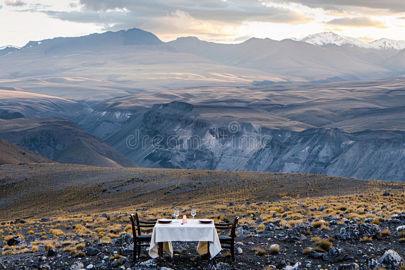 Mountain Wilderness Dining Experience Stock Image - Image of remote ...
