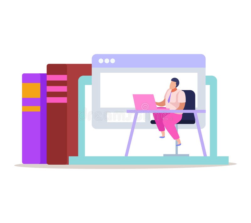 Remote Education Vector Illustration Stock Vector - Illustration of elearning, learning: 205985015