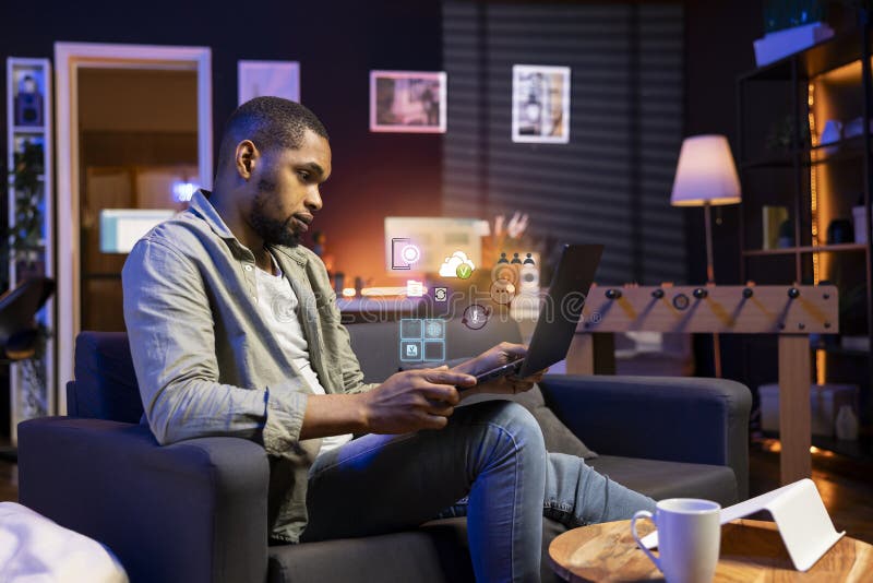 Remote Employee Using AR Technology To Interact with Laptop Software ...