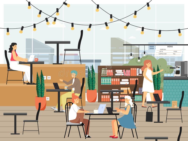 Remote Employees, Freelancers Sharing Open Common Space for Work ...